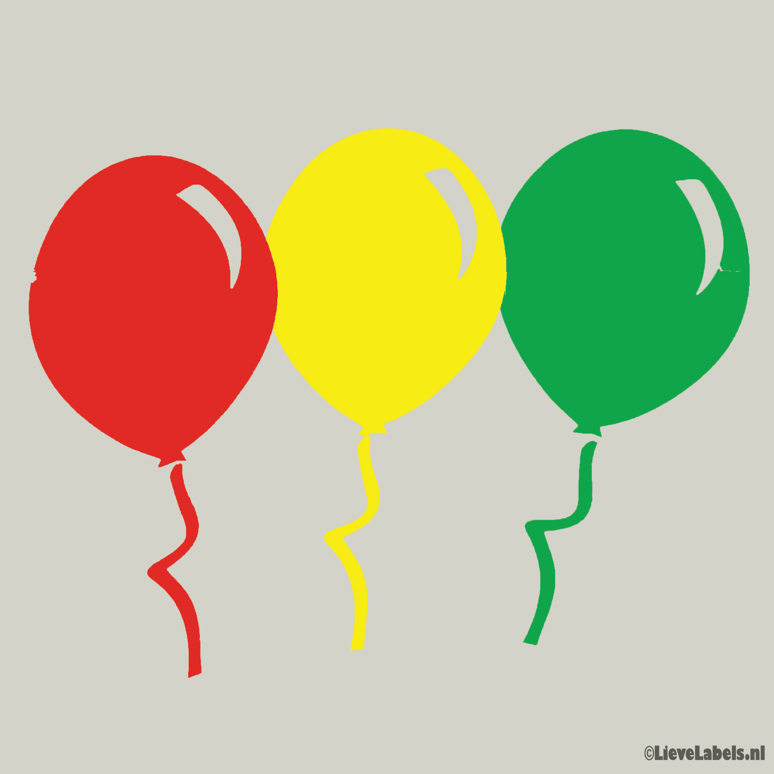 Herbruikbare statische raamsticker - Ballonnen Rood/Groen/Geel - Lieve ...