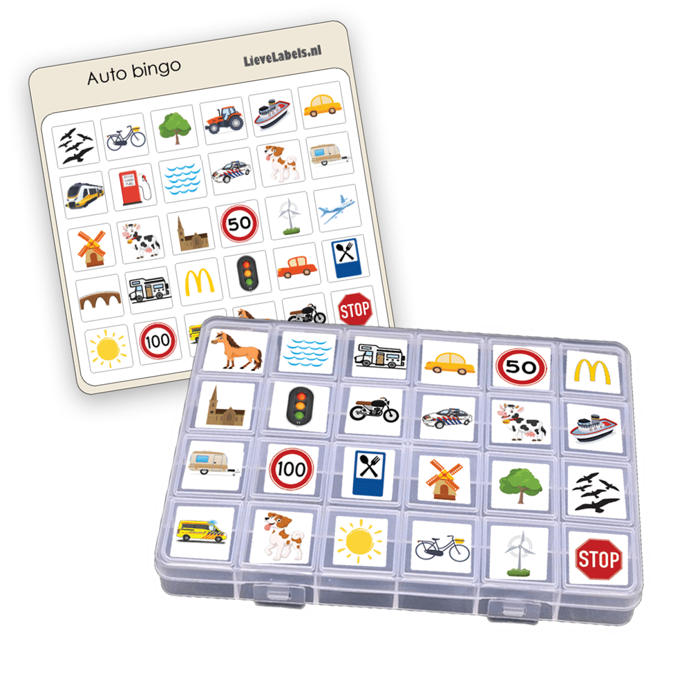 Auto bingo - complete set - Lieve Labels.nl