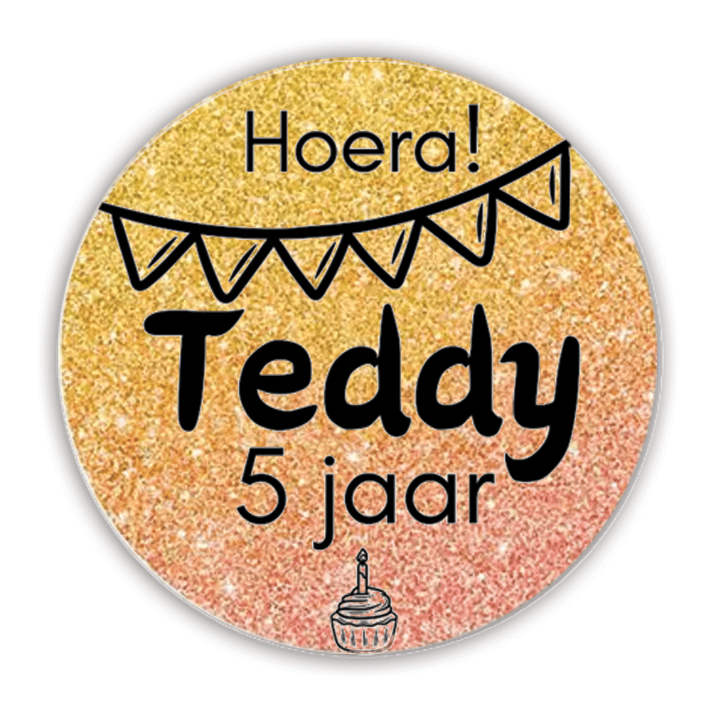 Traktatie sticker met naam en leeftijd - Lieve Labels.nl