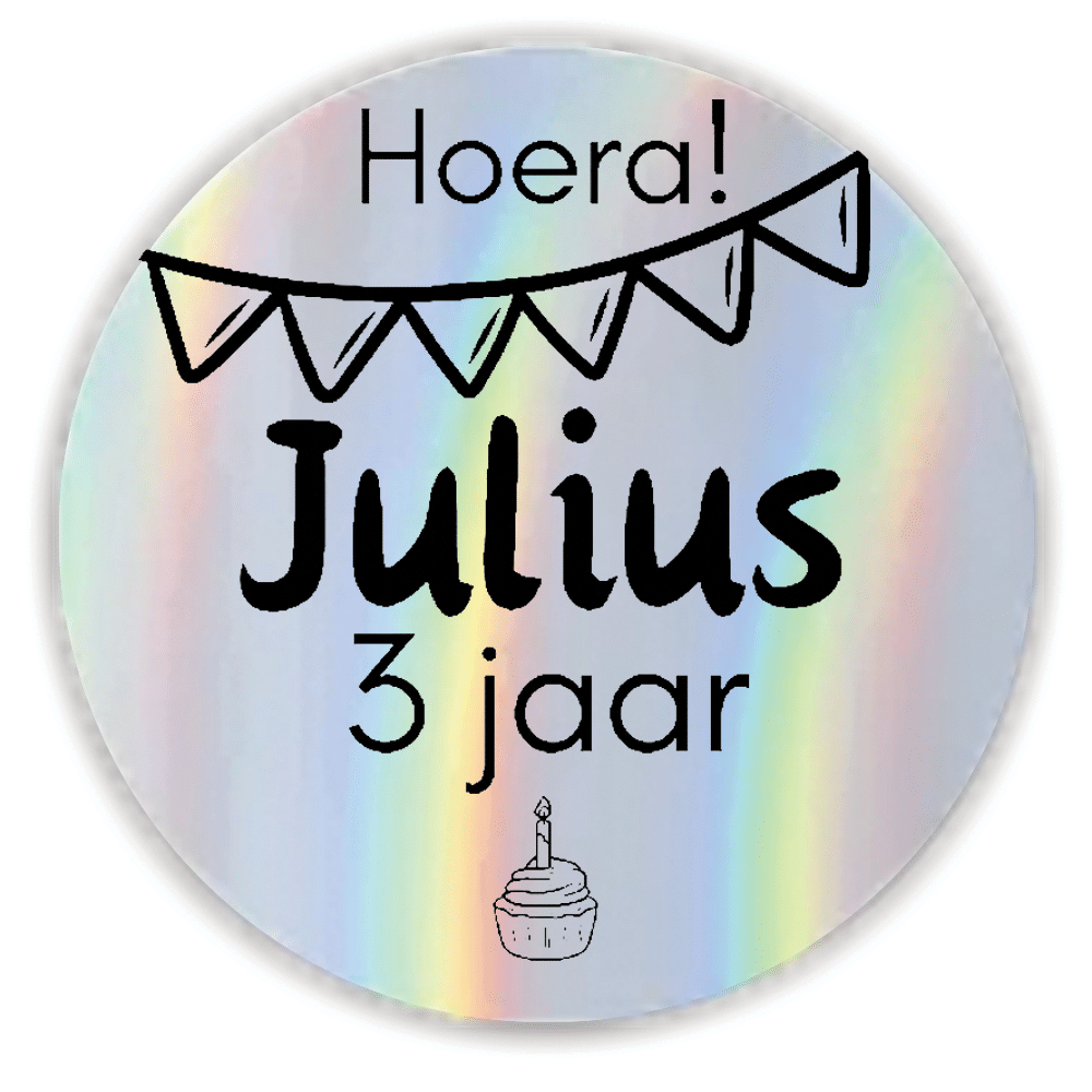 Traktatie sticker met naam en leeftijd - Lieve Labels.nl